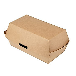 Bio Tek 6.7 x 3.5 x 3.5 Inch Clamshell Food Containers, 100 Disposable Sandwich Containers - Hinged Lid, Tab-Lock Closure, Kraft Paper Hot Dog Containers, Recyclable, Greaseproof