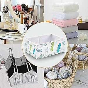 Flip Flops Summer Storage Basket Storage Bin Rectangular Collapsible Storage Containers Cute Bin Organizer for Closet Shelf Car