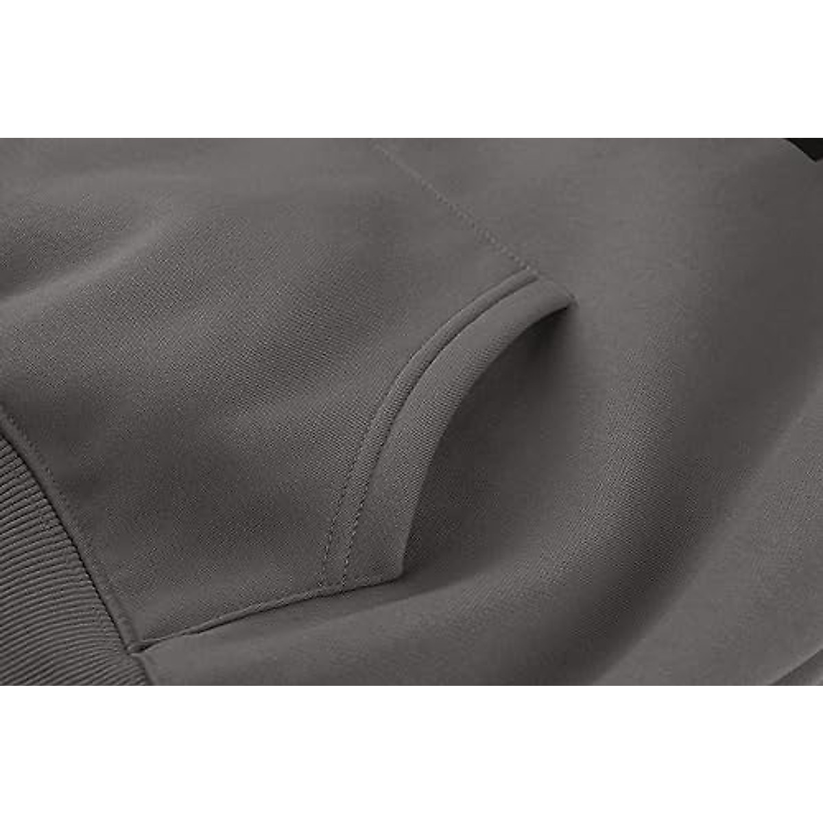 Lauweion Women Solid Basic Fleece Letter Loose Hoodie Sweatshirt Long Sleeve Kangaroo Pocket Drop Shoulder Pullovers Top Dark Grey