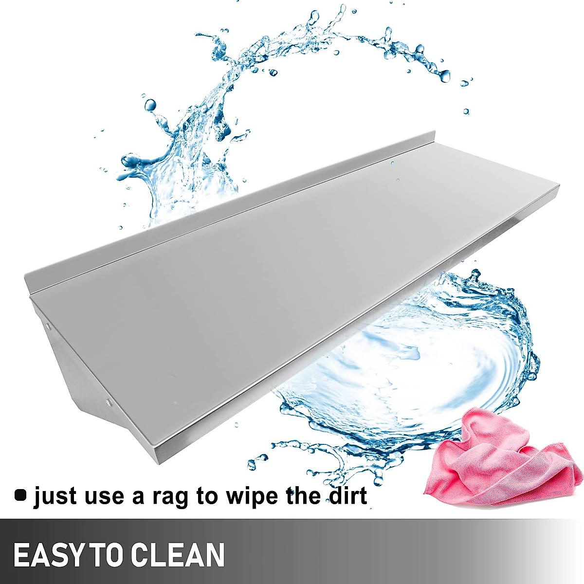 Karpevta Stainless Steel Wall Mount Shelf 12X36 Inch Stainless Steel Shelf Wall Mounted Capacity 250 LBS Commercial Wall Mount Floating Shelving for Restaurant,Hotel Garage,Laundry Room