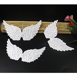 UUYYEO 12 Pcs Small Angel Wings Fabric Wings Applique Patches for DIY Crafts White