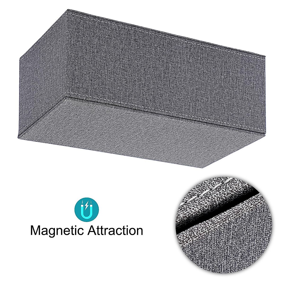 Sumnacon Tissue Box Cover Rectangle Linen Tissue Box, Stylish Tissue Box Holder with Magnetic Bottom,Decorative Tissue Cover for Bathroom Living Room Toilet Table Desk Office Car, Grey