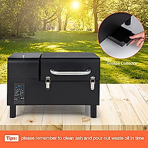 Giantex Portable Pellet Grill Smoker with 256 sq.in Cooking Area, Easy-to-operate Temperature Control 150°F to 450°F, 13 lbs Hopper, Outdoor Wood Pellet Grill for BBQ Camping Tailgating RV Cooking