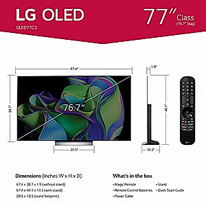LG C3 Series 77-Inch Class OLED evo Smart TV OLED77C3PUA, 2023 - AI-Powered 4K, Alexa Built-in