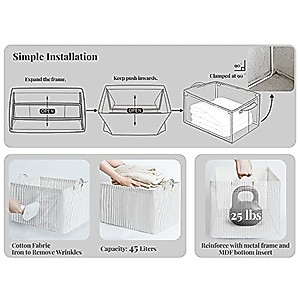StorageWorks 45L Extra Large Fabric Storage Bins with Fabric Handles, Closet Baskets, Fabric Baskets for Closet Shelves, Foldable Trapezoid Storage Bins, 3 pack