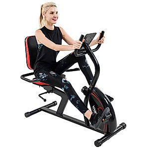 VANSWE Recumbent Exercise Bike for Adults Seniors - For Home Workout with 16 Levels Resistance, 380 lbs Weight Capacity, Bluetooth Connectivity and Pulse Sensor RB661(Red)