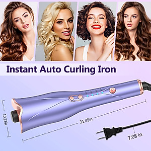 Automatic Curling Iron, Auto Hair Curler Wand with 4 Temp Up to 430℉& Timer & Dual Voltage, 1" Larger Rotating Barrel Curling Iron Fast Heating, Anti-Scald, Auto Shut-Off Spin Iron for Lasting Styling