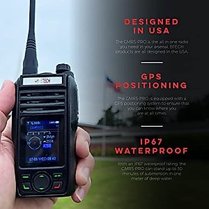 BTECH GMRS-PRO IP67 Waterproof GMRS Two-Way Radio with Bluetooth & GPS, APP Programmable, GMRS Repeater Capable, with Dual Band Scanning Receiver (VHF/UHF); Long Range Two Way Radio