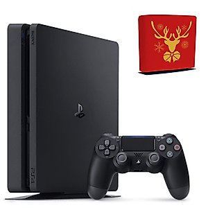 Sony Console PlayStation 4-1TB SSD Slim Edition Jet Black - with 1 DualShock Wireless Controller - PlayStation Enhanced with 1TB Solid State Drive