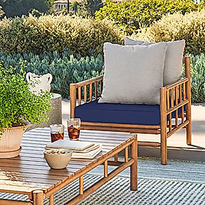 Favoyard Patio Chair Cushion Cover 19 x 19 Inch Waterproof Outdoor Seat Cushions for Patio Furniture 3-Year Color Fastness Chair Pads with Handle and Adjustable Straps Set of 2, Blue
