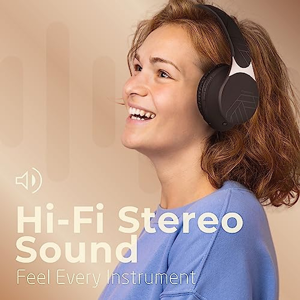 PowerLocus Bluetooth Headphones Over Ear, Wireless Headphones, Foldable Headphone with Hi-Fi Stereo, Built-in Microphone, Soft Earmuffs, Micro SD, Wireless and Wired Headphone for iPhone/iPad/PC/TV