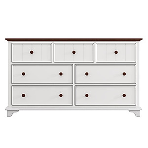 7 Drawer Dresser, Dresser for Bedroom, Storage Drawer Cabinet for Home Office,Nursery Baby Dresser Organizer, Chest of Drawers for Kid’s Room, Bedroom(White)