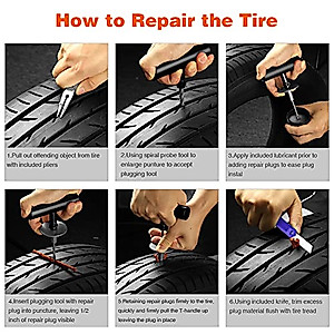 AUTOWN Tire Repair Kit - 68pcs Heavy Duty Tire Plug Kit, Universal Tire Repair Tools to Fix Punctures and Plug Flats Patch Kit for car Motorcycle, Truck, ARB，ATV, Tractor, RV, SUV, Trailer