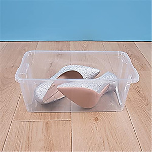 GVISAY Shoe Boxes Closet Stackable Plastic Storage Box with Lid - Container for Organizing Mens and Womens Shoes Booties Pumps Sandals Wedges Flats Heels and Accessories