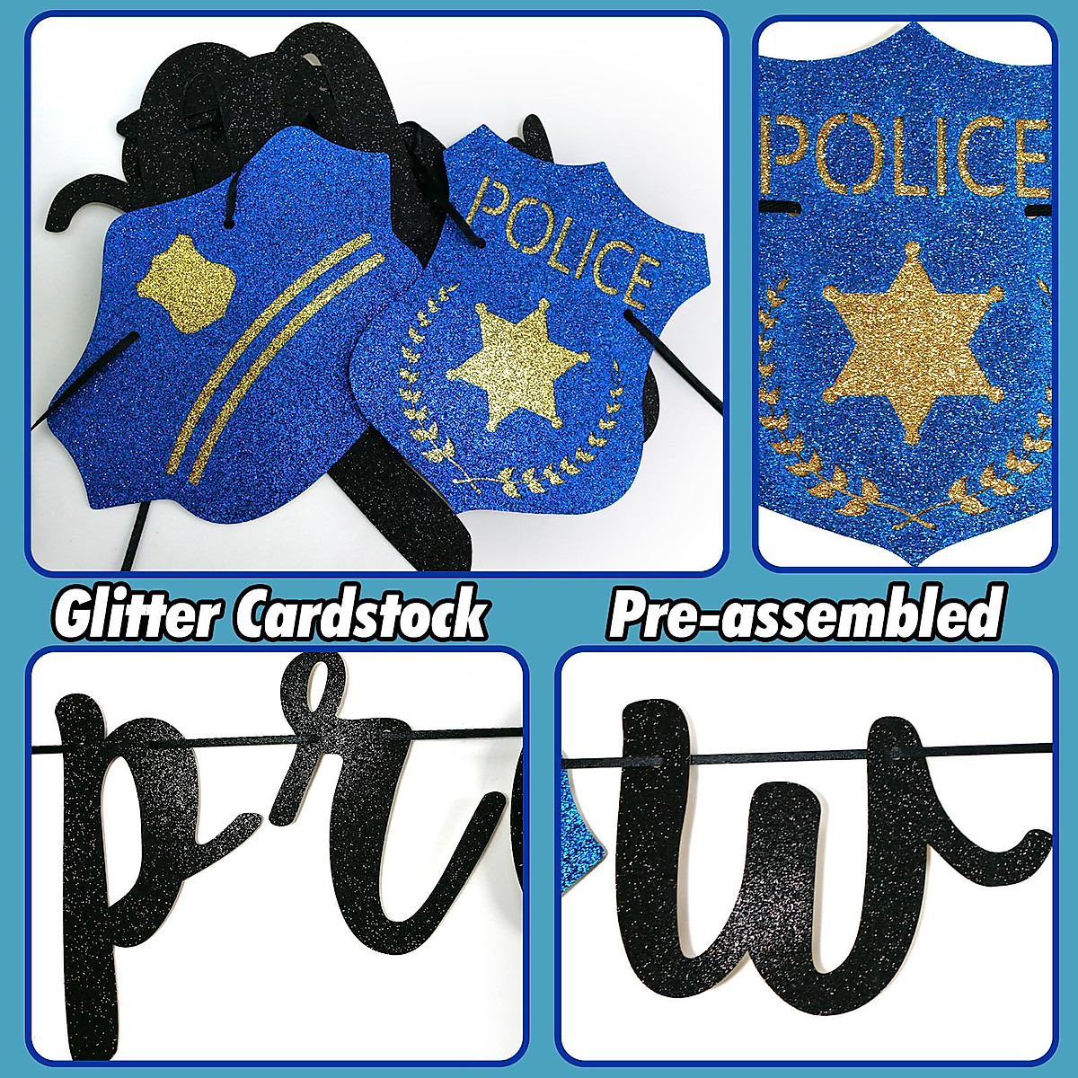 We are so Proud of You Banner, Police Academy Graduation Banner, Congrats Officer, NO-DIY Police Retirement Banner, Glitter Police Birthday Party Decorations