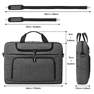 BERTASCHE Laptop Bag 17.3 inch for Men, Laptop Case Computer Bag for Work Business Trip Laptop Carrying Case w/Shoulder Strap Grey