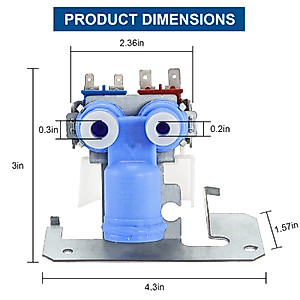 AMI PARTS WR57x10051 Water Inlet Valve fit for G-E KEN-MORE Refrigerator Replaces WR57X10018 WR57X111 WR57X119 WR57X92, WR57X98