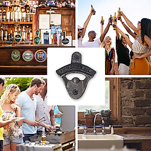 2PCS Cast Iron Wall Mounted Bottle Opener Vintage Rustic with Self-Tapping Screws for Home Garden Bar KTV Hotel HE06