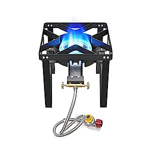 Vivicreate 185000 BTU Super Heavy Duty Square Outdoor Propane Gas Camping Range Camp Hiking Garden Grill Side Burner Stove Fish Turkey Fryer Estufa