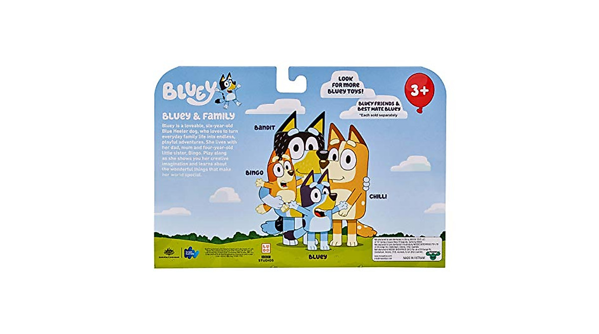 Bluey Family 4-Pack Poseable Figures for Kids – Realistic Play