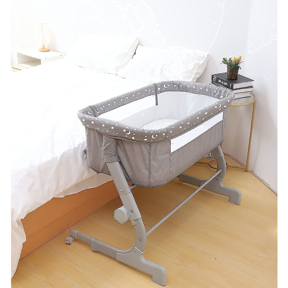 RDHOME Baby Bassinet & Baby Bedside Sleeper, Height Adjustable Portable Infant Cribs for Newborn with Breathable Net Cover, Comfy Mattress,Storage Bag