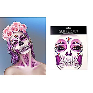 Skull Face Jewels Day of the Death Face Gems for Halloween Face Decals,6-Pack