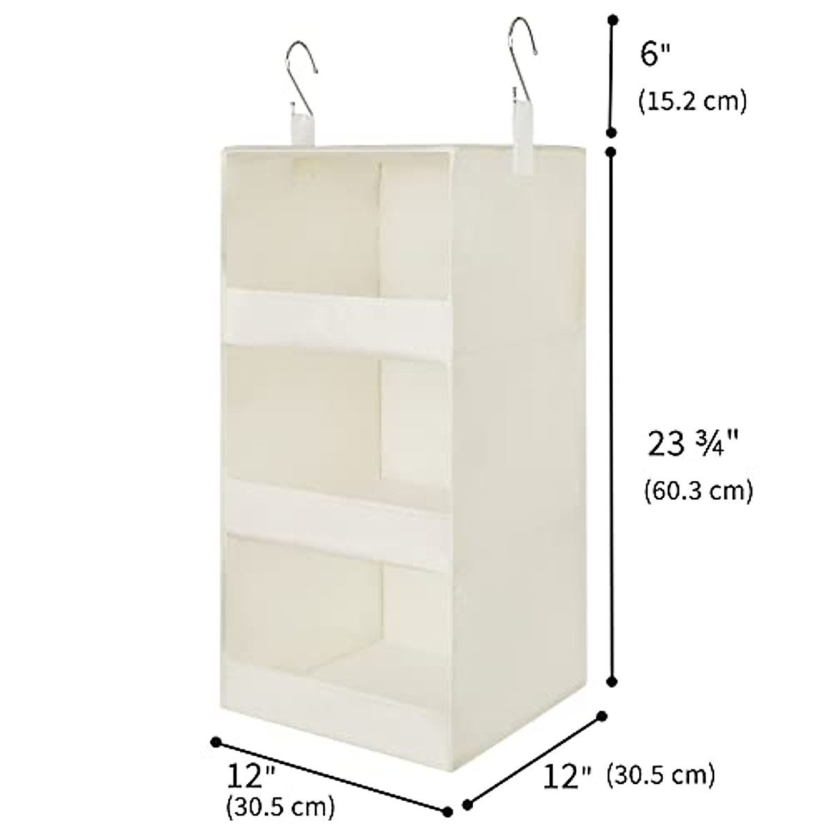 GRANNY SAYS 3-Shelf Hanging Organizer, Foldable Hanging Closet Storage, Hanging Shelves for Wardrobes & RV Closet, Beige, 29 ¾" H X 12" W X 12" D, 1-Pack