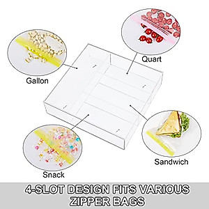 Plastic Bag Organizer Kitchen Acrylic 4 Slots Storage Bag Holder Baggie Organizers for Drawer Counter Pantry, Green Mountain