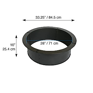 Blue Sky Outdoor Living PCFR3612 Round Finish Steel Fire Ring, Porcelain Coated Black