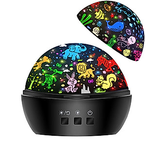 HONGID Night Light for Kids,Kids Night Light Projector,2 in 1 Boys Room Decor,Christmas Xmax Birthday Gifts for Children,Cool Light Sensory Aesthetic Room Decor-Black