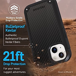 Pelican Shield Kevlar Series - iPhone 13 Case - 21ft Military Grade Drop Protection, Compatible with Wireless Charging - With Belt Clip Holster Kickstand - Heavy Duty Rugged Case for iPhone 13 - Black