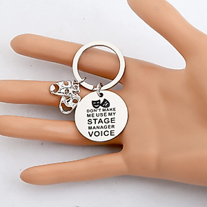 TGBJE Stage Manager Gift Don’t Make Me Use My Stage Manager Voice Keychain Funny Theater Gift Comedy Tragedy Masks Gift For Drama Student (stage voice kc)