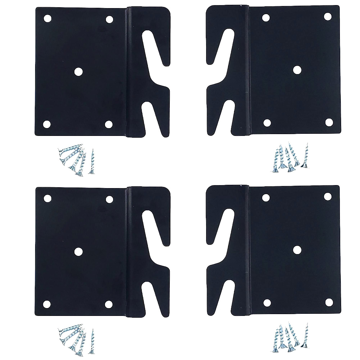 Bed Claw Retro-Hook Plates For Wooden Bed Rail Restoration, Set of 4 with Screws, Bed Frame