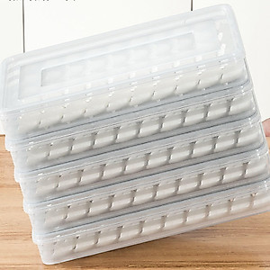 HERCHR Dumpling Storage Box, 4 Layer Food Storage Containers with Lids, Storage,Stackable Large Capacity Fridge Transparent Food Storage Box for Kitchen and Fridge