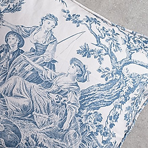 Maison d' Hermine Decorative Pillow Covers 100% Cotton Toile Washable Cushion Cover with Invisible Zipper for Home Decor, Sofa, Couch, Bedroom, The Miller - Denim - Spring/Summer (20"x20")