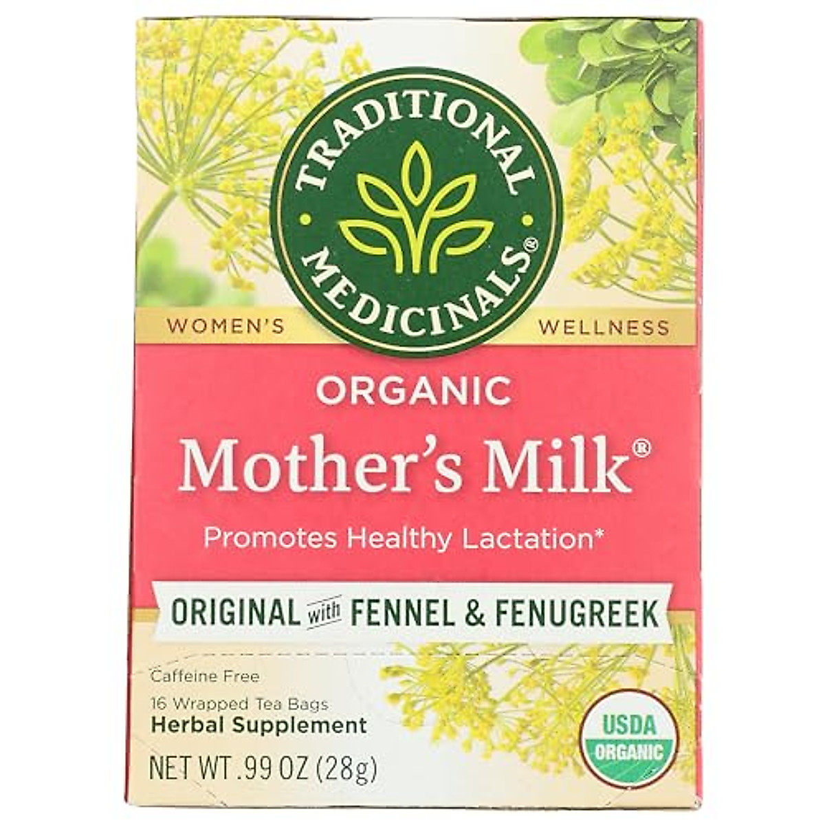 Traditional Medicinals Organic Mother’s Milk Herbal Tea, Promotes Healthy Lactation, (Pack of 1) - 16 Tea Bags