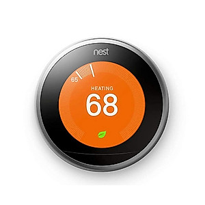 Google Nest 3rd Gen BH1252 Learning Wi-Fi Programmable Thermostat in Stainless Steel with 2 Sensors