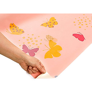 ROSEROSA Peel and Stick PVC Butterfly Self-Adhesive Wallpaper Covering Countertop Backsplash Pink (GP9152-1 : 2.00 Feet X 6.56 Feet)
