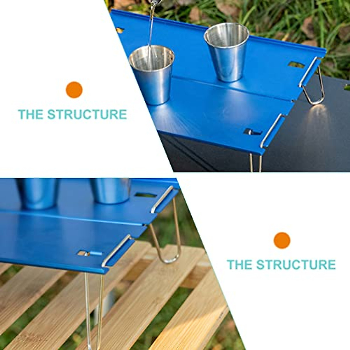 Gadpiparty Small Folding Camping Table: Portable Aluminum Outdoor Folding Table Camp Table Lightweight Beach Table for Picnic Cooking Beach Backpacking Blue