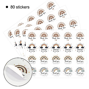 80 Baby Shower Thank You Stickers, Rainbow Birthday Party Favor Labels, Rainbow Themed Bridal Shower Wedding Favor Decorations