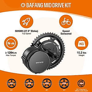 BAFANG BBS02B 48V 750W Ebike Conversion Kit : Mid Drive Electric Bike Motor with P860C Display & 44T Chainring for Mountain Bicycle Road Bicycles Commuter Bikes - NO Battery