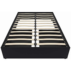 DHP Maven Upholstered Platform Bed for Raised Mattres Support with Underbed Storage Drawers, No Box Spring Needed, Queen, Black Faux Leather