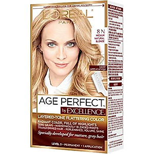 L'Oreal Paris Excellence Age Perfect Layered Tone Flattering Color, 8N Medium Natural Blonde Set (Packaging May Vary)