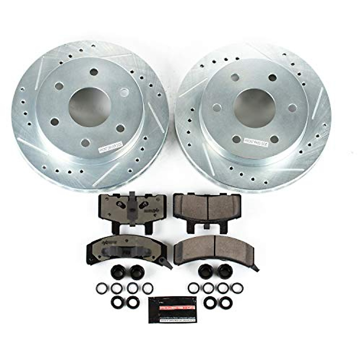 Power Stop K1970-36 Front Z36 Truck & Tow Brake Kit, Carbon Fiber Ceramic Brake Pads with Drilled and Slotted Brake Rotors For Chevy K1500 2500 Tahoe Yukon 4WD 4X4 6Lug