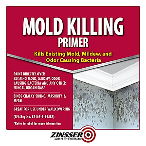 Rust-Oleum Zinsser 276087 Mold Killing Primer, Quart, White