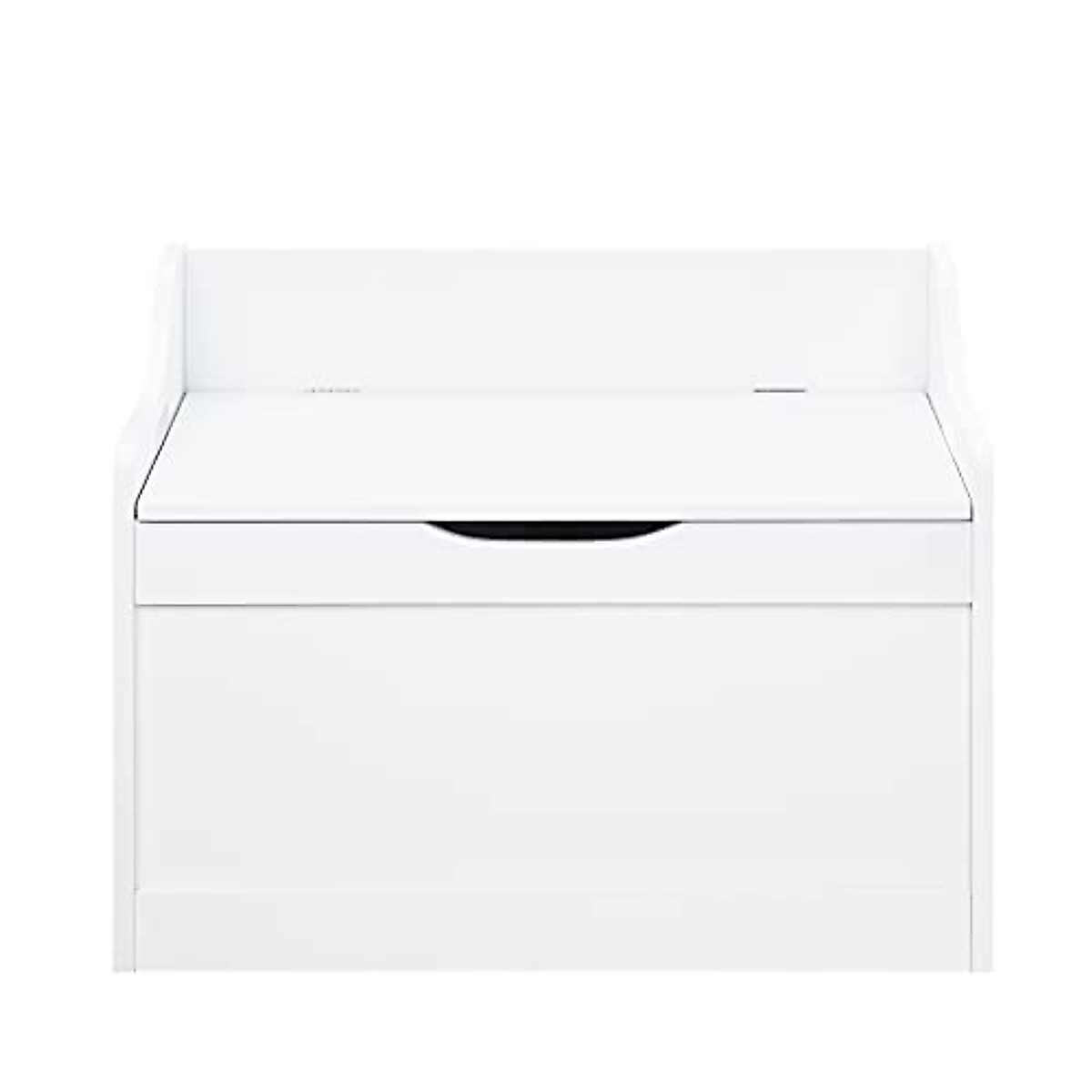 RAAMZO Wood Modern Storage Bench Box Blanket Chest Trunk with Safety Hinged Lid in White Finish