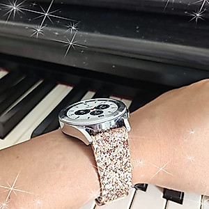 Greaciary Glitter Band Compatible with Samsung Galaxy Watch 3 41mm/Galaxy Watch 42mm,Active 40mm/Active 2 44m Sparkle Bling Leather Strap Wristband for Galaxy 20mm Smartwatch Women Girls Rose Gold