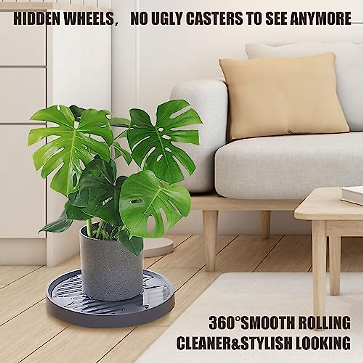 Plant Caddy with Wheels, 2Pack 12.2 Inch Plant Stand with Wheels, Plant Roller Base, Plant Dolly for Indoor Outdoor, Rolling Potted Plant Movers,Hold Up to180lbs Heavy Duty Plant Stand with 4 Wheels