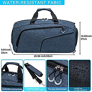 Kuston Sports Gym Bag with Shoes Compartment &Wet Pocket Gym Duffel Bag Overnight Bag for Men and Women