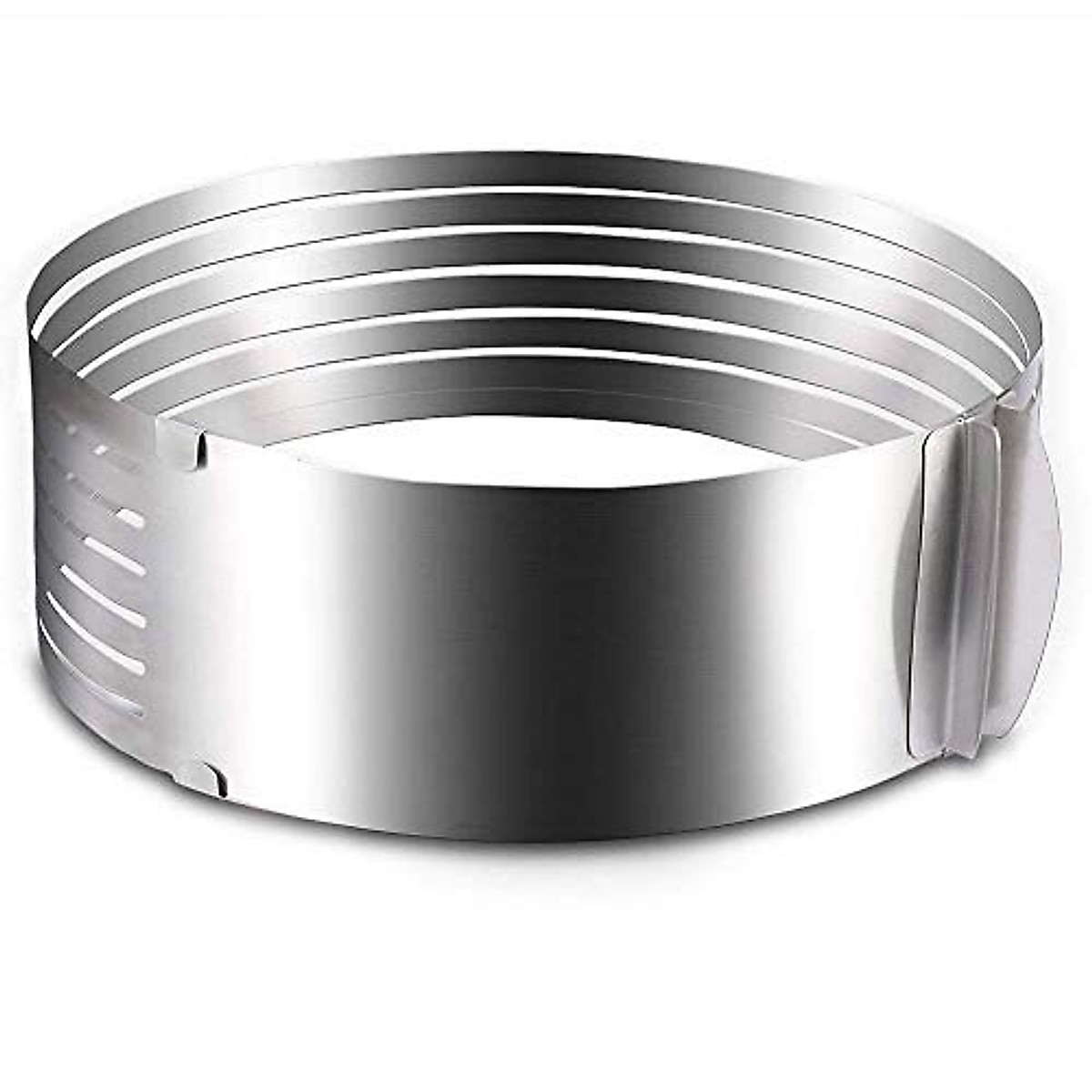 Oranlife Cake Leveler Slicer, Adjustable Round Cake Rings, Cake cutter, 7 Layer Stainless Steel Cake Slicing Accessories, 9.8-12.2 inch